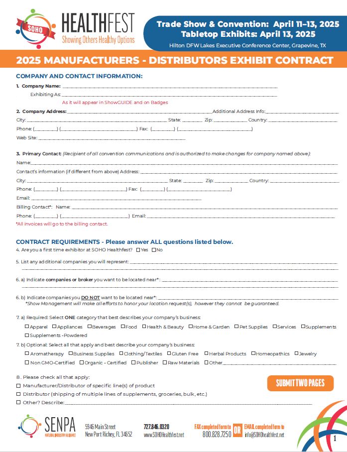 Healthfest Exhibitor Application 2025 - SENPA